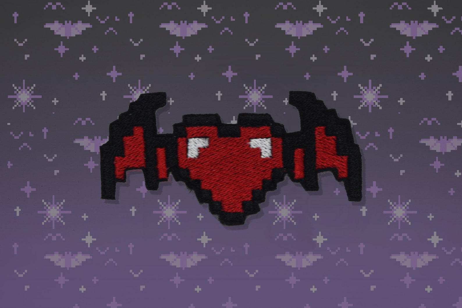 8-bit Bat Wing Heart fairy Kai Shiny Metallic Iron-on | Etsy
