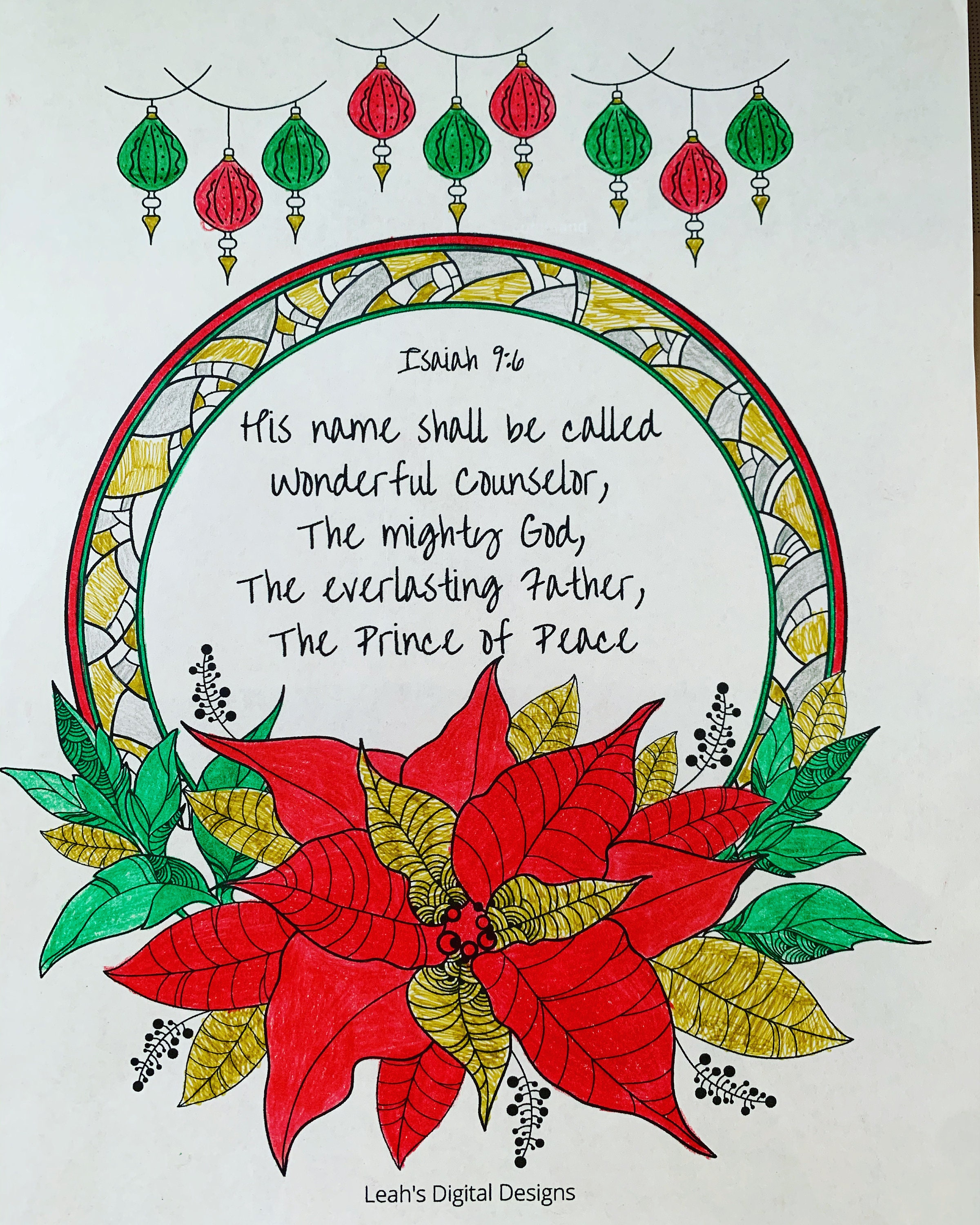Christmas Coloring Page - Isaiah 9:6 Bible Verse - Etsy