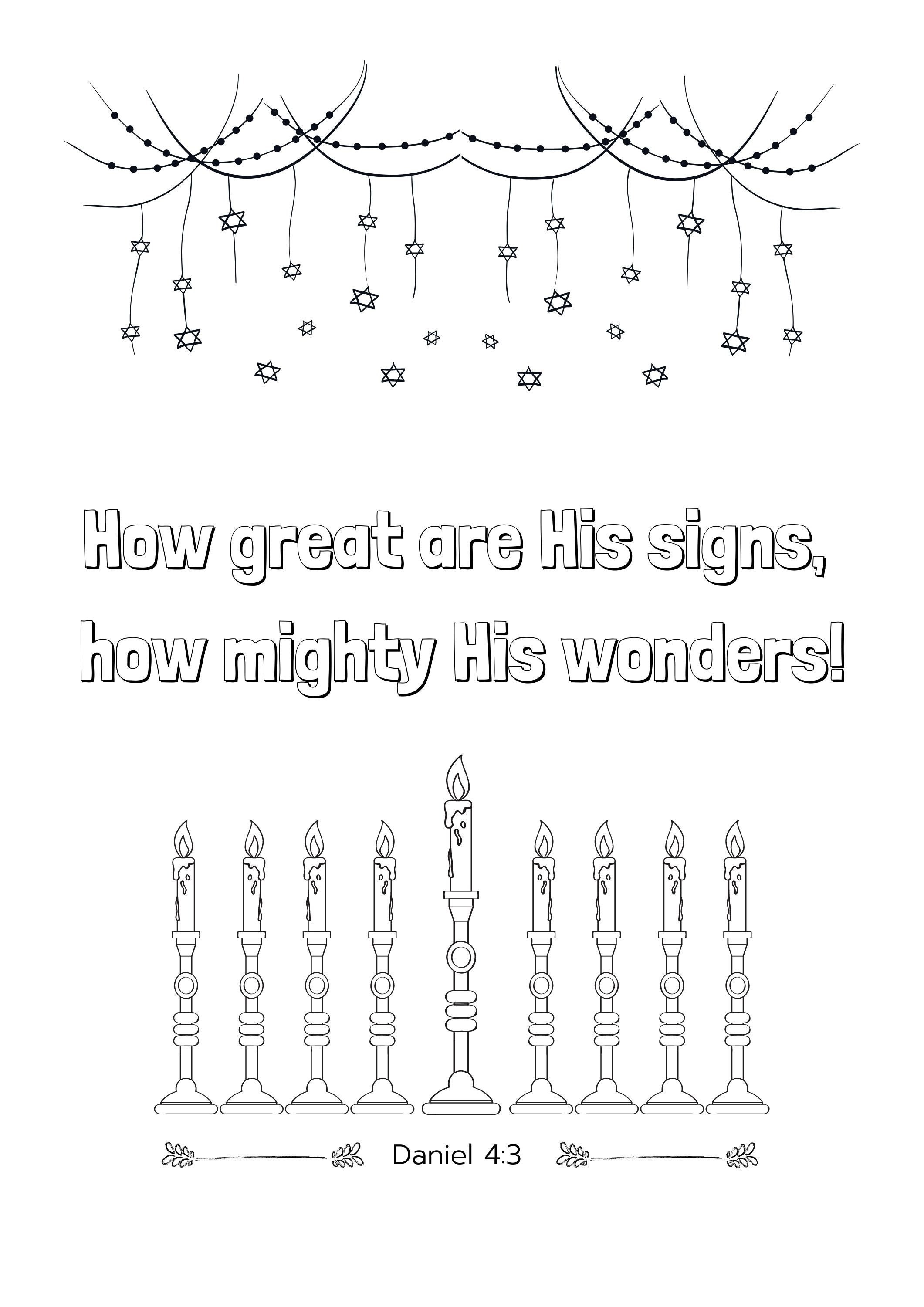 Hanukkah Coloring Page - Bible Verse Daniel 4:3 - Etsy