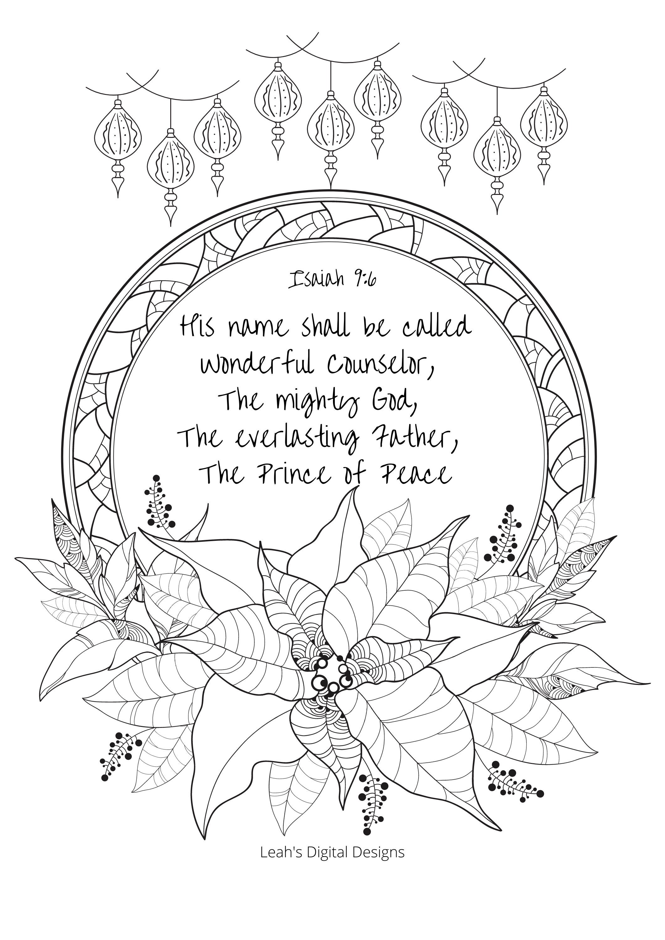 Christmas Coloring Page - Isaiah 9:6 Bible Verse - Etsy