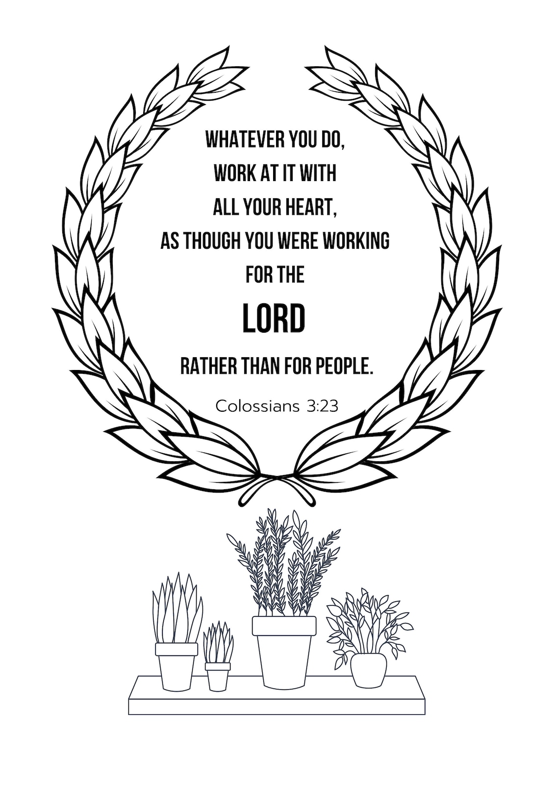 Bible Verse Coloring Page - Colossians 3:23 - Etsy