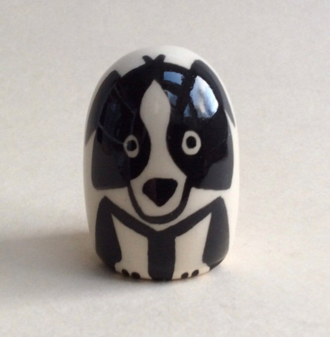 Small Hand-painted Border Collie Pottery Figurine, Wee Bogle Ceramic ...
