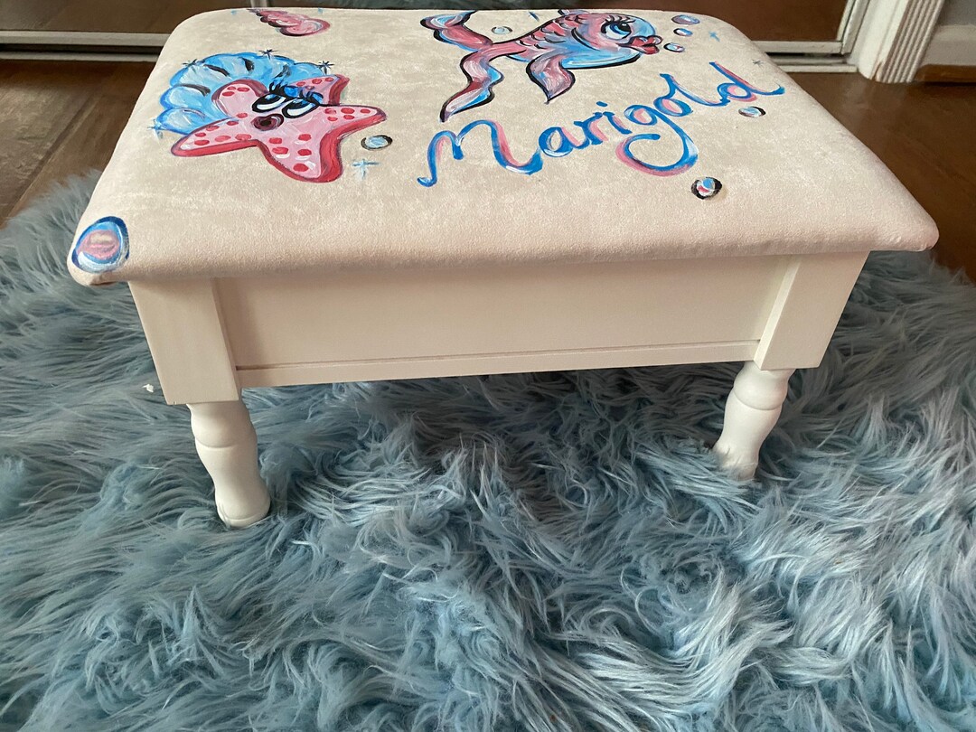 Personalized Hand Painted Foot Stool With Storage - Etsy