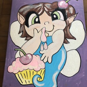 Cheeky Fairy Licking Frosting Canvas - Etsy