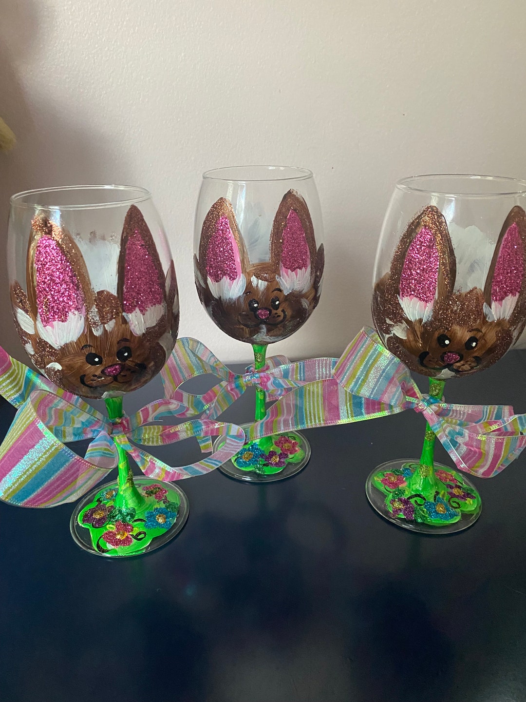 Easter Bunny Wine Glasses - Etsy