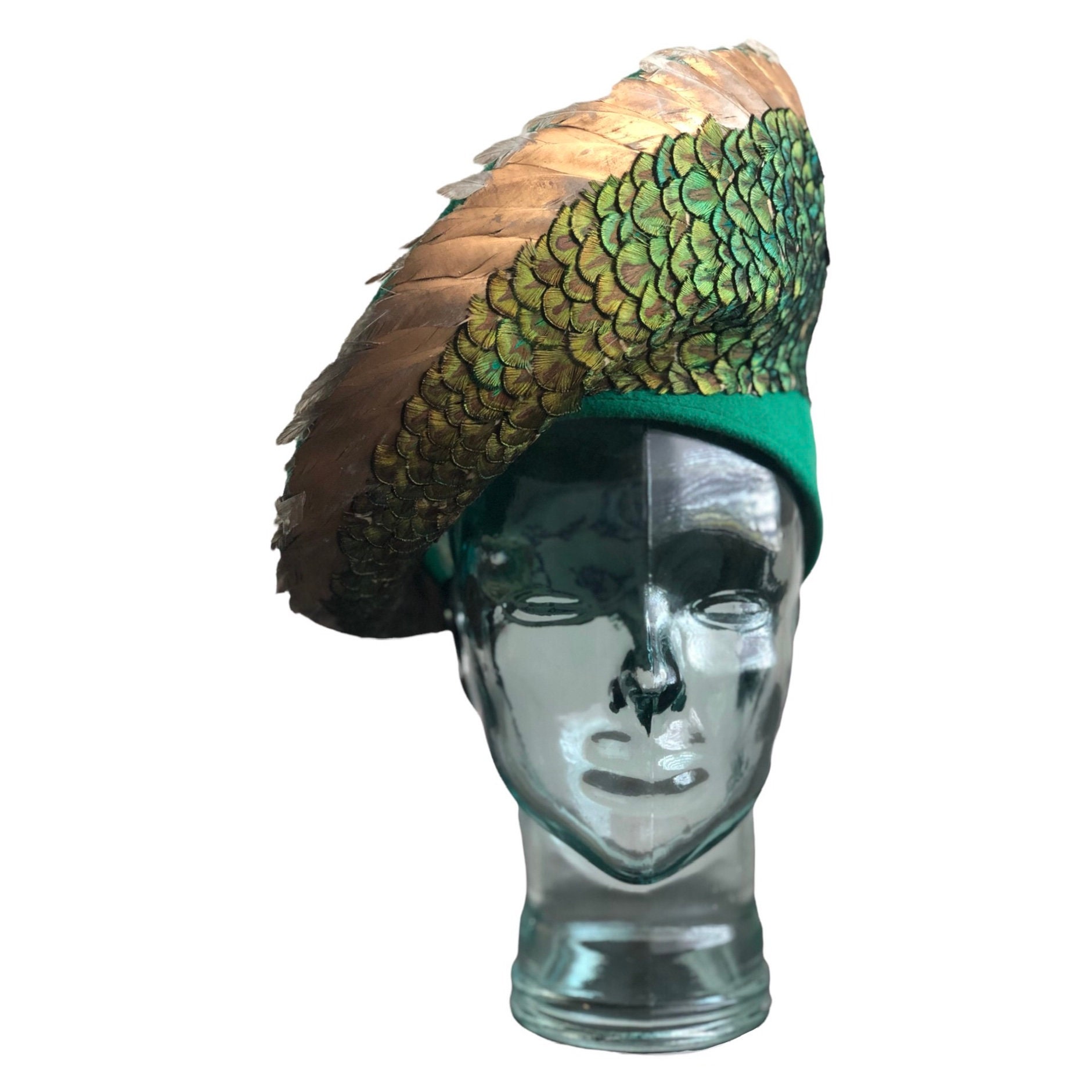 Rare Peacock Feather Jack Mcconnell Red Feather Hat, Vintage Feather ...