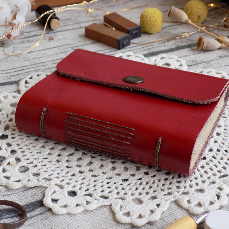 Red Leather Journal - Etsy