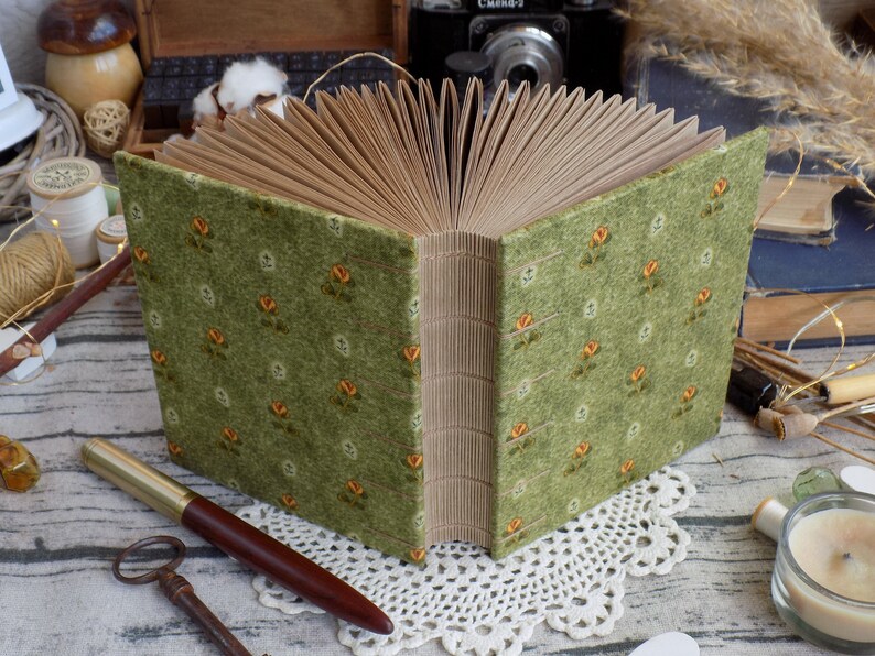 Handbound A6 Reading Journal: Thick Sage Green Vintage Book - Etsy