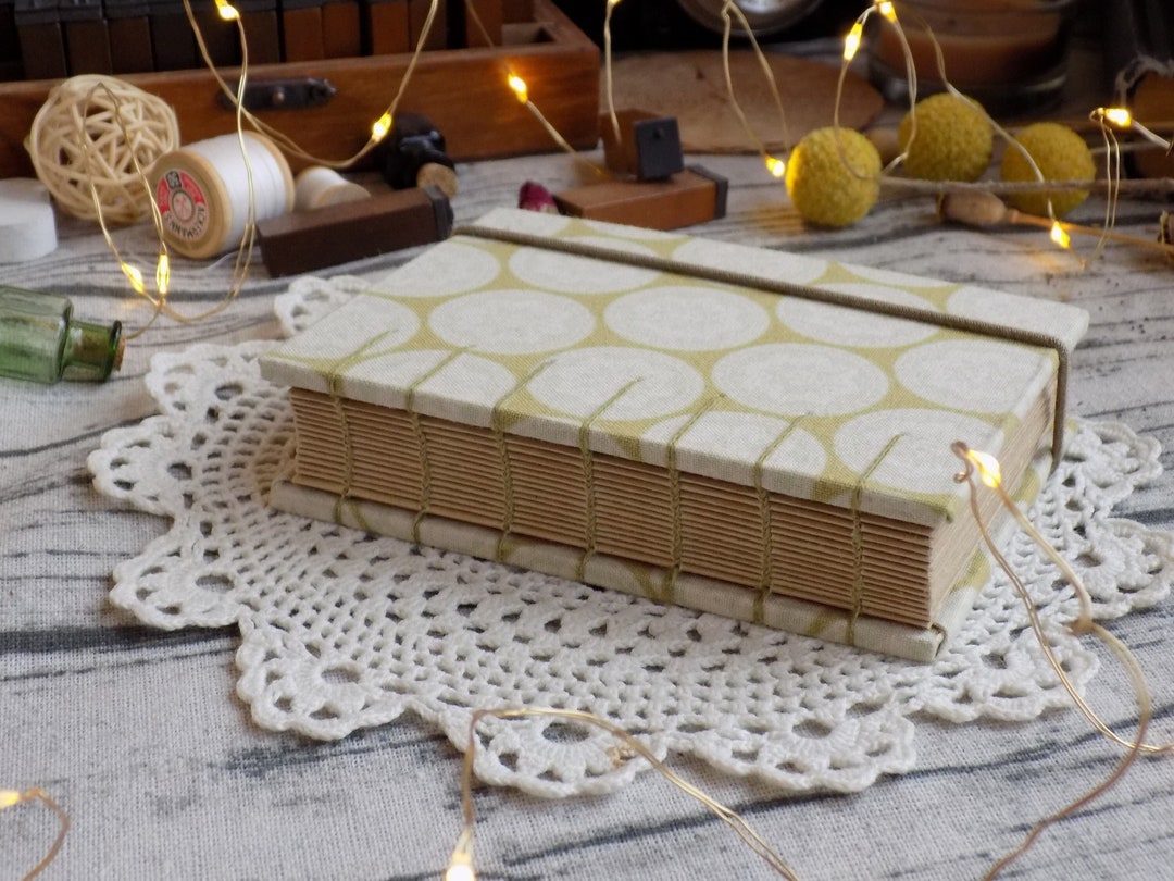 Handmade Coptic Bound Journal: A7 Kraft Paper Fabric Notebook - Etsy