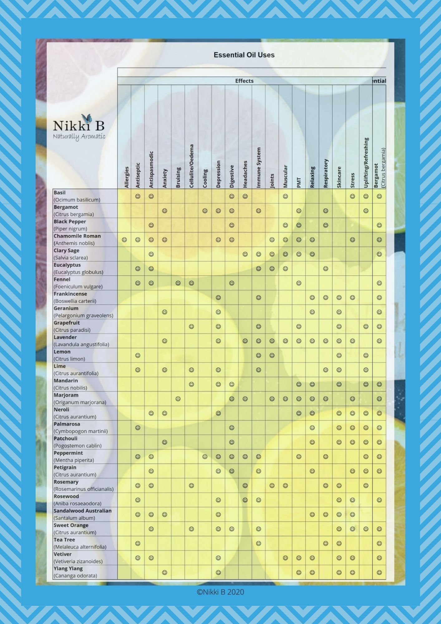 Aromatherapy Made Easy: Printable Essential Oil Blending Chart - Etsy UK