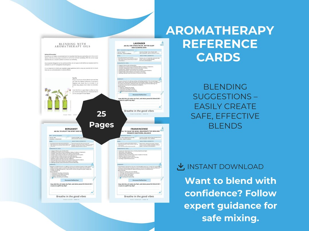 Aromatherapy Reference Cards | Essential Oils Guide for Blending ...