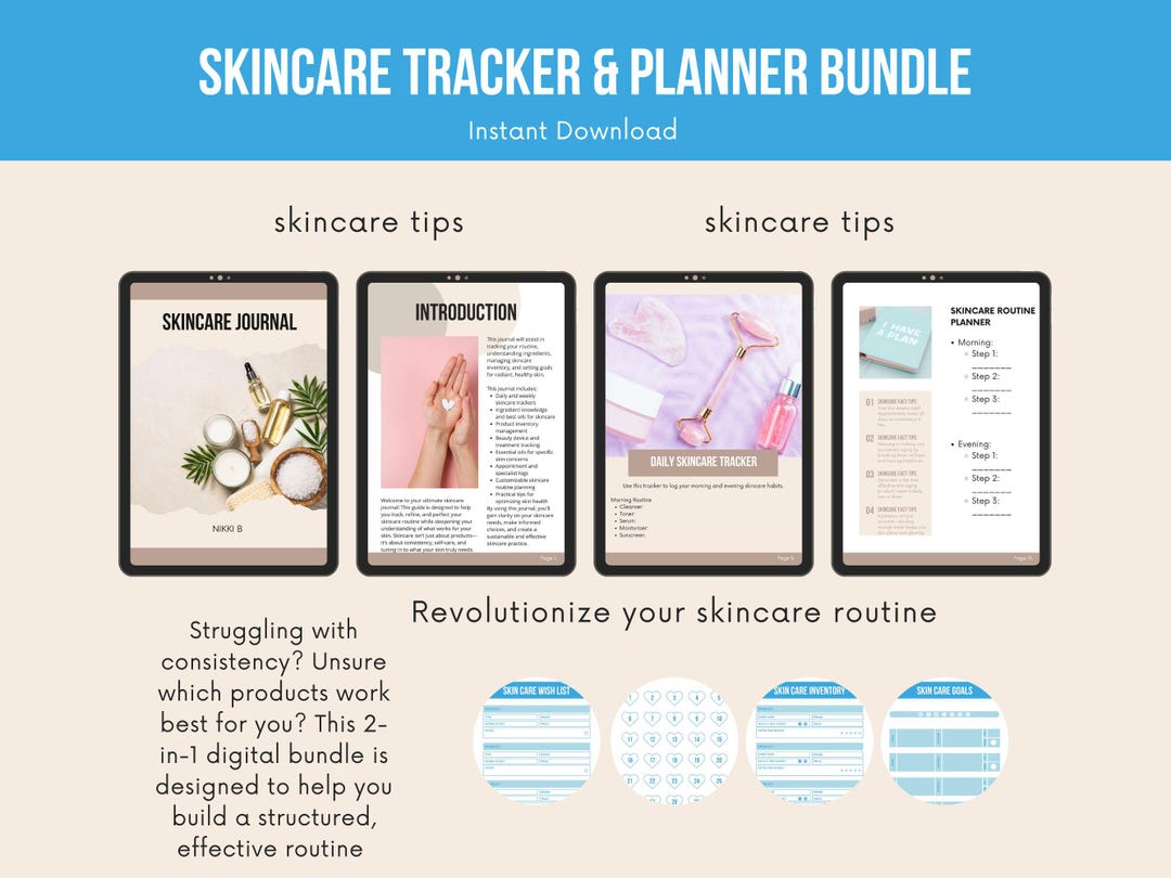 Radiant Skin Planner & Tracker | 2 Printable Pdfs | Radiant Skin | Optimize Your Skincare ...