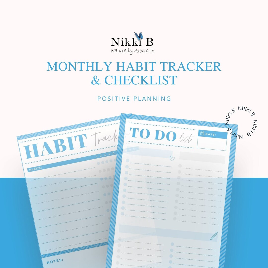 CHECKLIST and HABIT TRACKER Printable, Monthly Habit Tracker, Habit ...