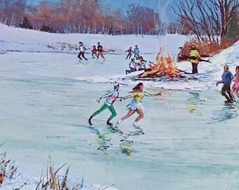Ice skating art | Etsy