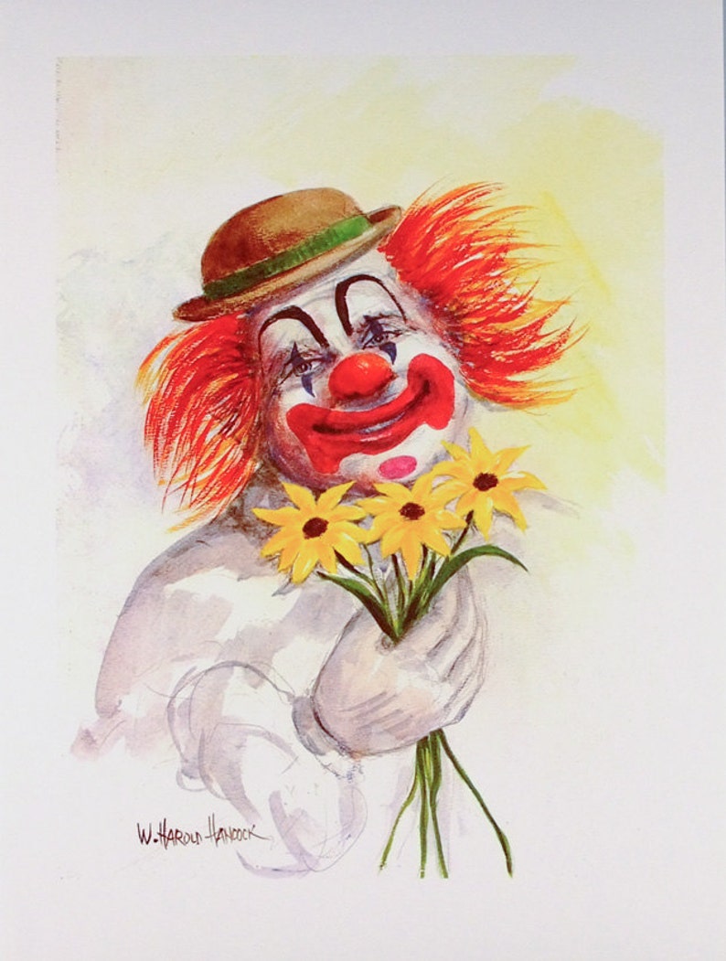 Clown Art Clowns Clown Print Clown Poster Smiling Clown Etsy