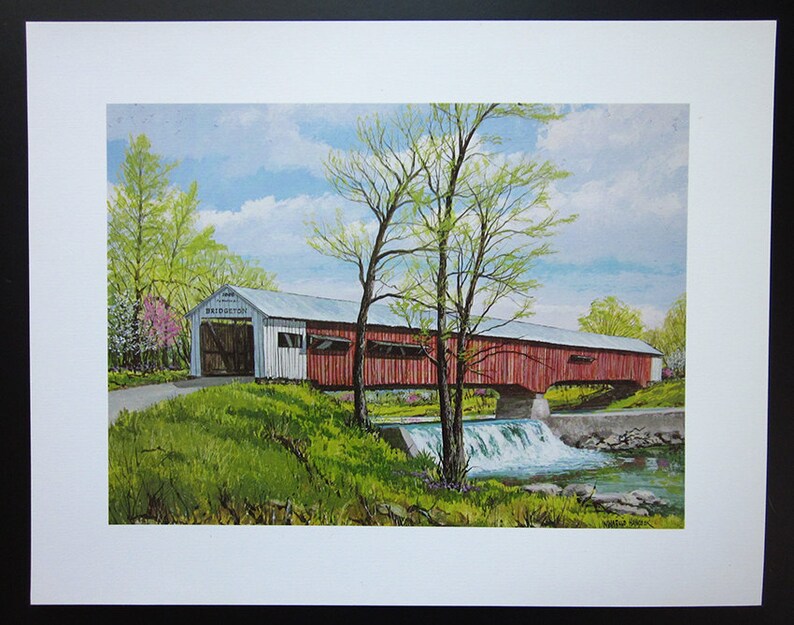 COVERED BRIDGES Four Seasons Art Prints Landscape Art 4 - Etsy