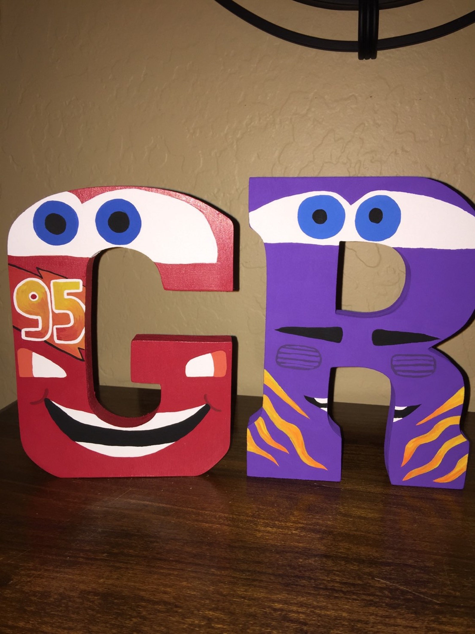 Hand Painted Cars Wooden Letters/kids Room Decor/disney Letters/wood ...