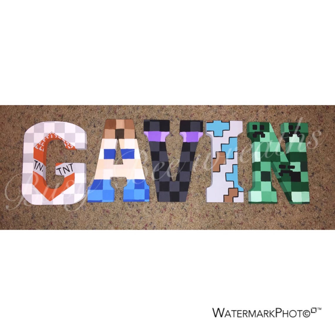 Minecraft Wooden Letters/hand Painted Letters/boys Room - Etsy