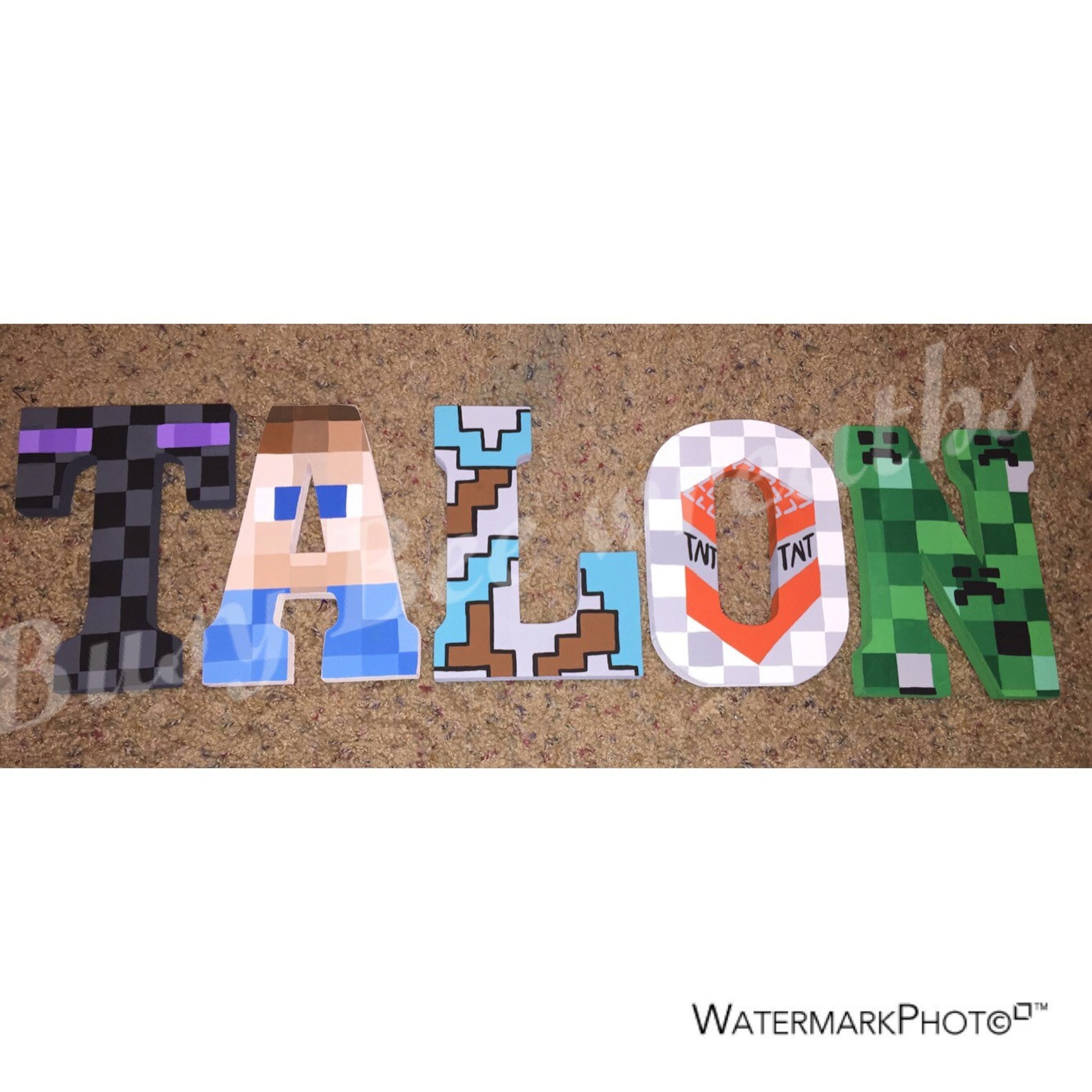 Minecraft Wooden Letters/hand Painted Letters/boys Room Decor/steve ...