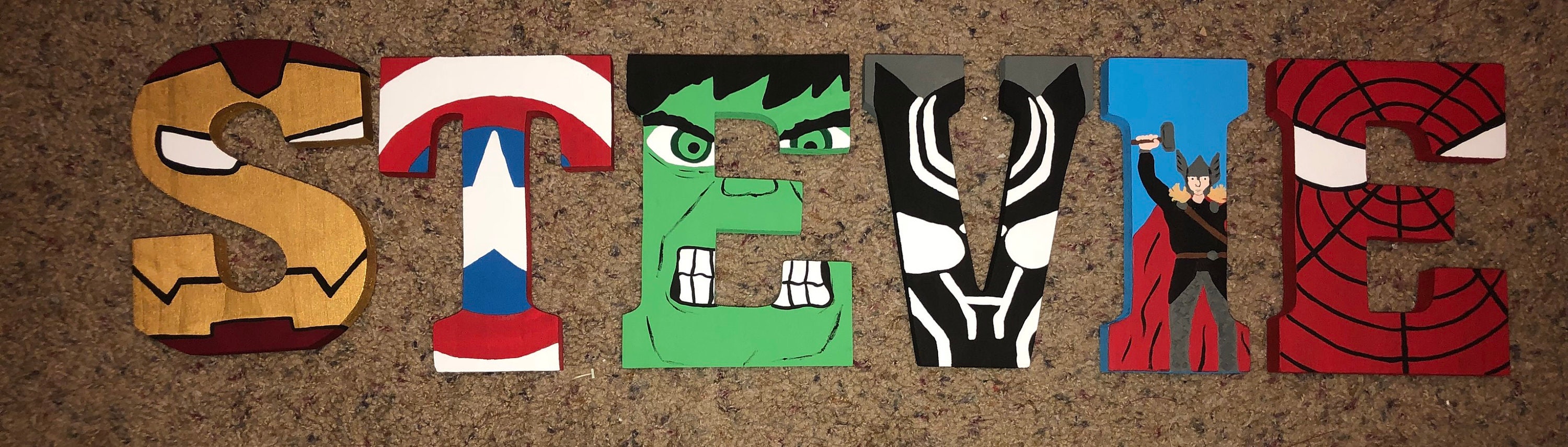 Marvel wood letters. comic book. Hand painted wood letters. | Etsy