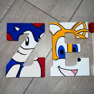 Sonic Wood Hand Painted Letters. Sonic Theme. Bedroom Decor. Sonic the ...