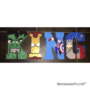 Marvel Wood Letters. Comic Book. Hand Painted Wood Letters. Boys Room ...