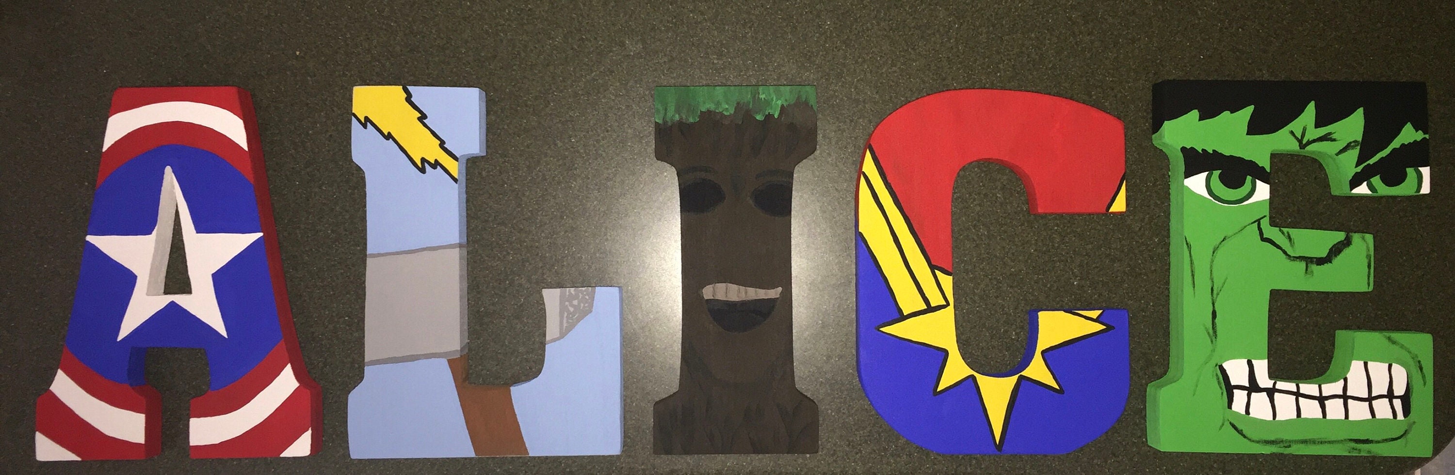 Marvel wood letters. comic book. Hand painted wood letters. | Etsy