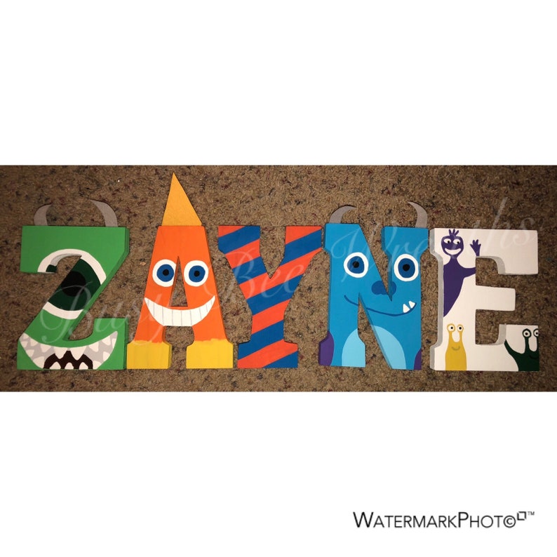 Monsters Inc Hand Painted Wooden Letters/monster Inc - Etsy