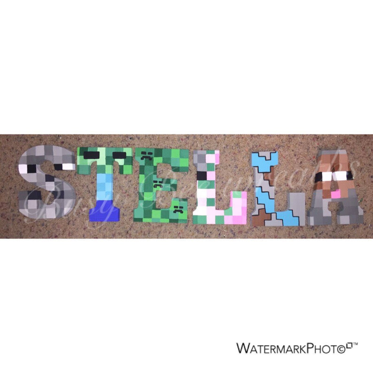 Minecraft Wooden Letters/hand Painted Letters/boys Room Decor/steve ...