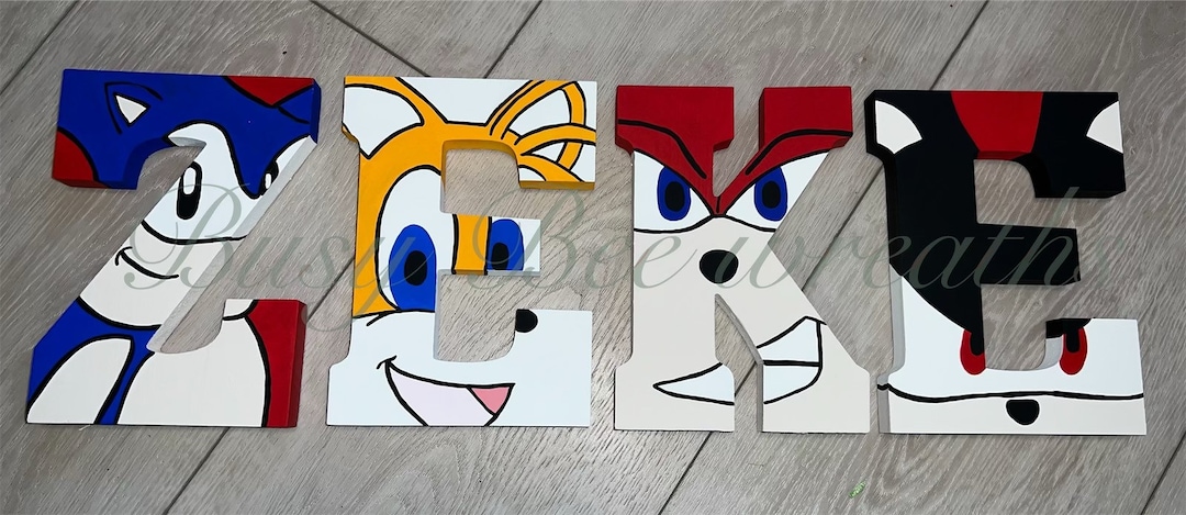 Sonic Wood Hand Painted Letters. Sonic Theme. Bedroom Decor. Sonic the ...