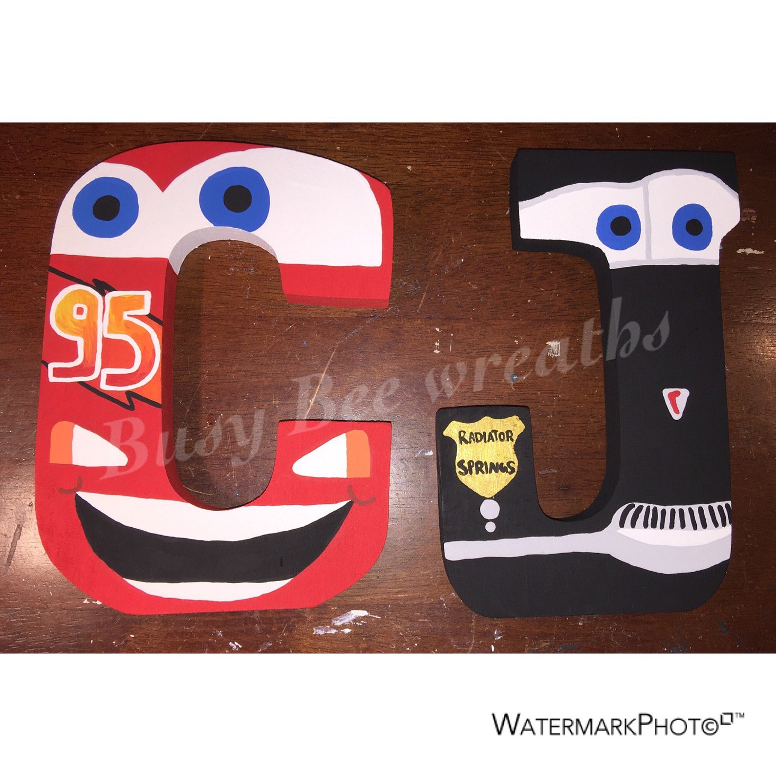 Hand Painted Cars Wooden Letters/kids Room Decor/disney Letters/wood ...