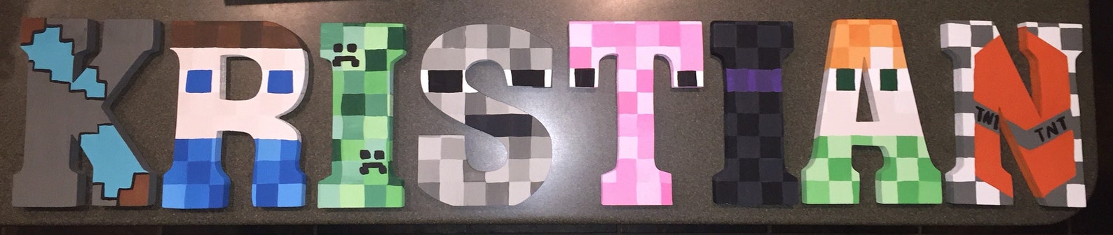 Minecraft Wooden Letters/hand Painted Letters/boys Room Decor/steve ...
