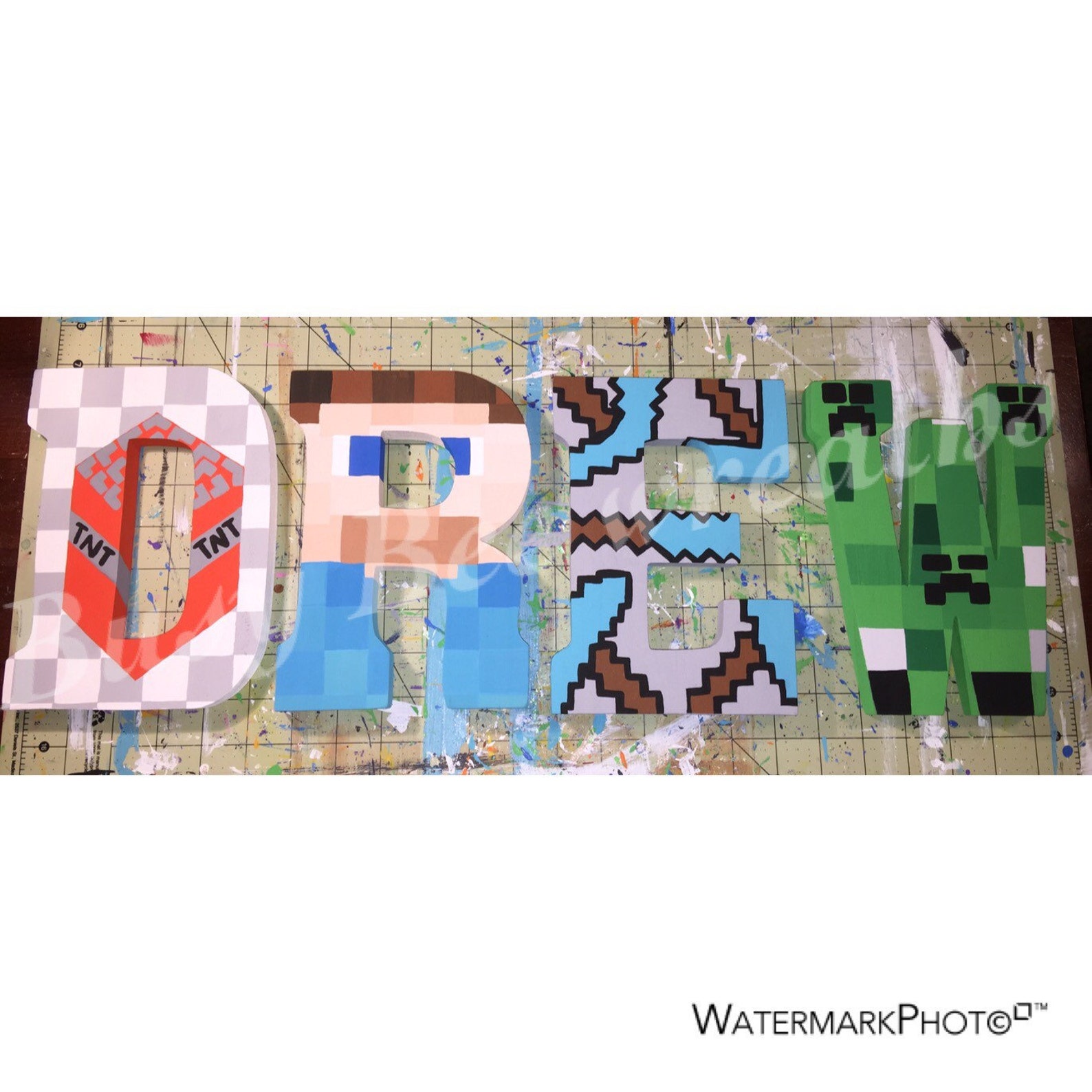 Minecraft Wooden Letters/hand Painted Letters/boys Room - Etsy
