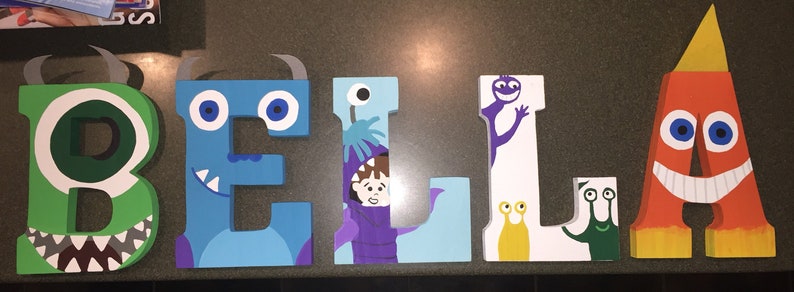Monsters Inc Hand Painted Wooden Letters/monster Inc - Etsy