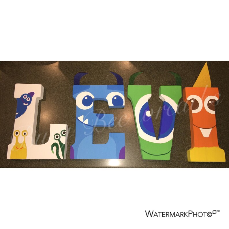 Monsters Inc Hand Painted Wooden Letters/monster Inc - Etsy