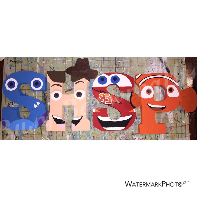 Monsters Inc Hand Painted Wooden Letters/monster Inc - Etsy