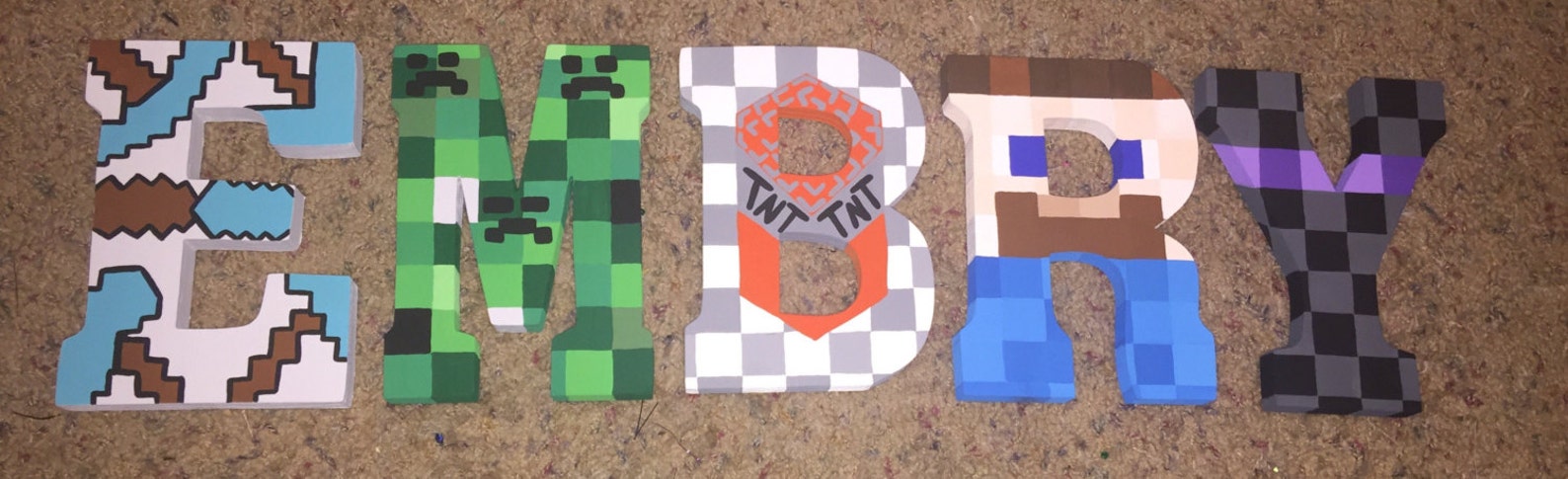 Minecraft Wooden Letters/hand Painted Letters/boys Room - Etsy