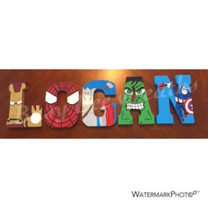 Marvel Wood Letters. Comic Book. Hand Painted Wood Letters. Boys Room ...