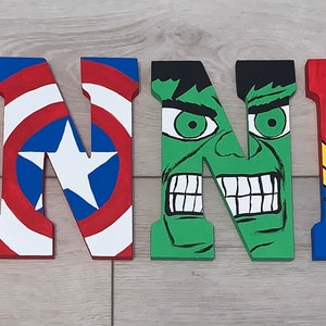 Marvel Wood Letters. Comic Book. Hand Painted Wood Letters. Boys Room ...