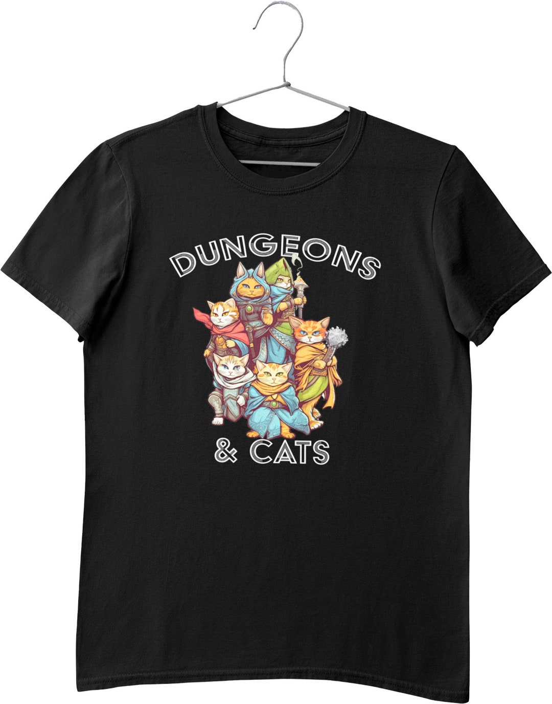 Dungeons & Cats T Shirt, DND Cat Tshirt Dungeons and Dragons T-shirt ...