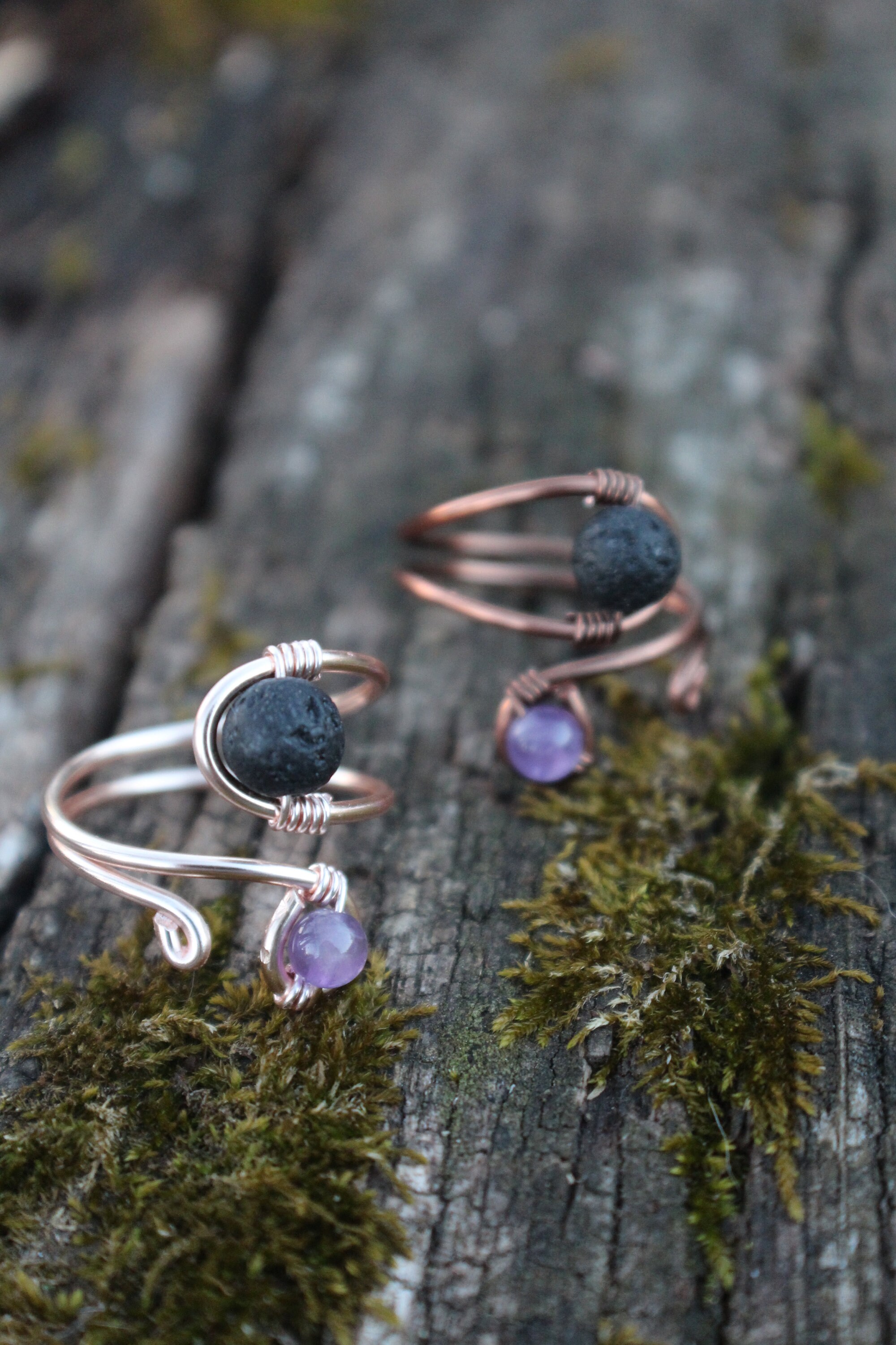 Lava Rock Ring Diffuser With Amethyst Adjustable Ring | Etsy