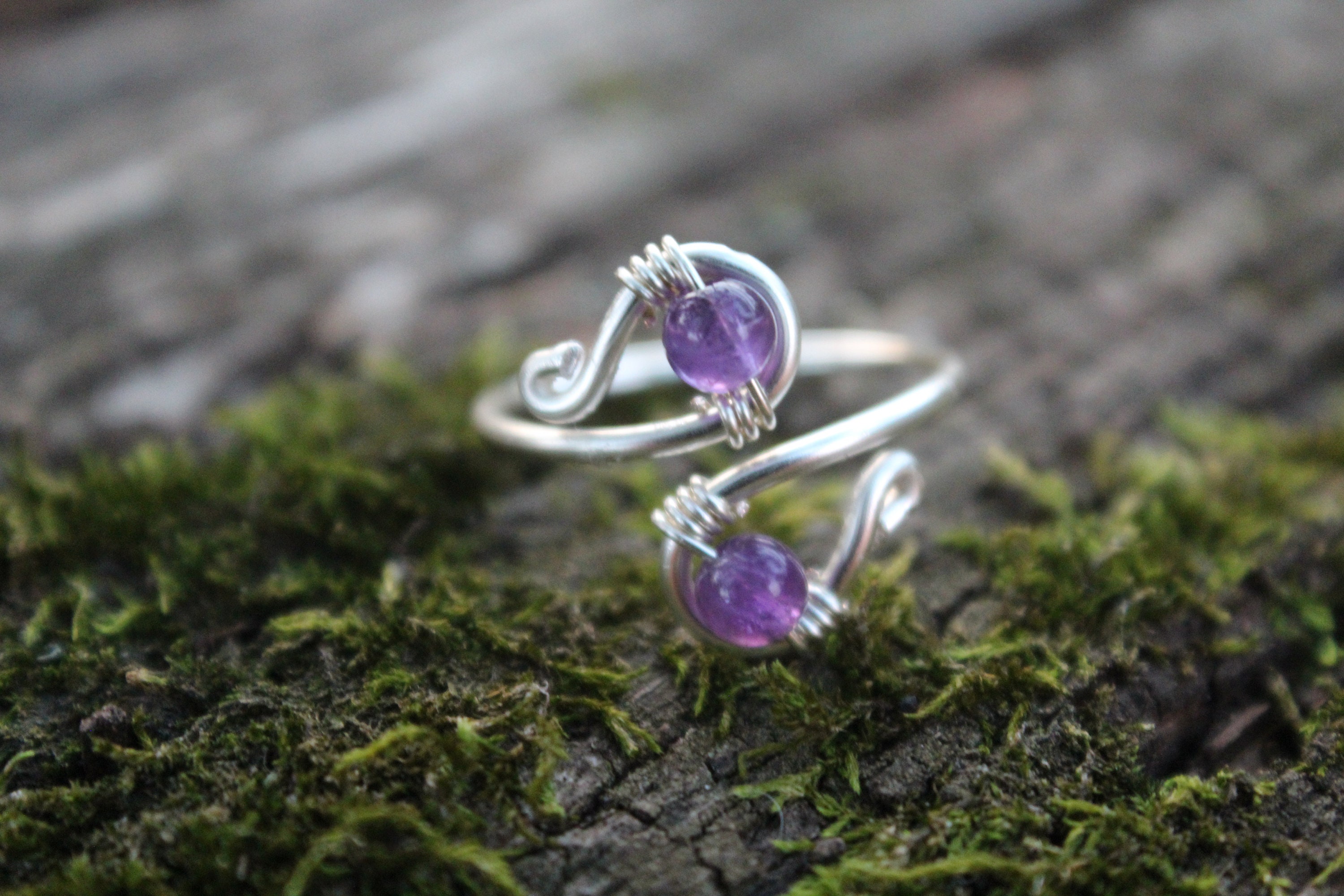 Amethyst Simple Wire Wrapped Ring Adjustable Ring - Etsy