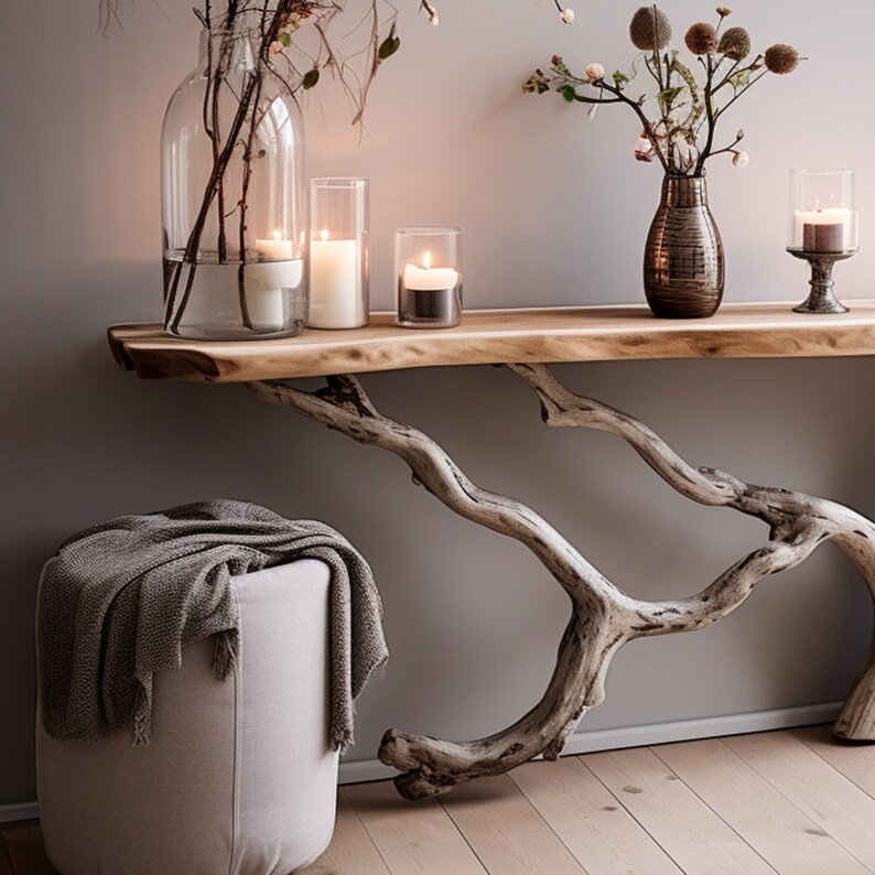 Handmade rustic natural wood console table farmhouse console table live ...