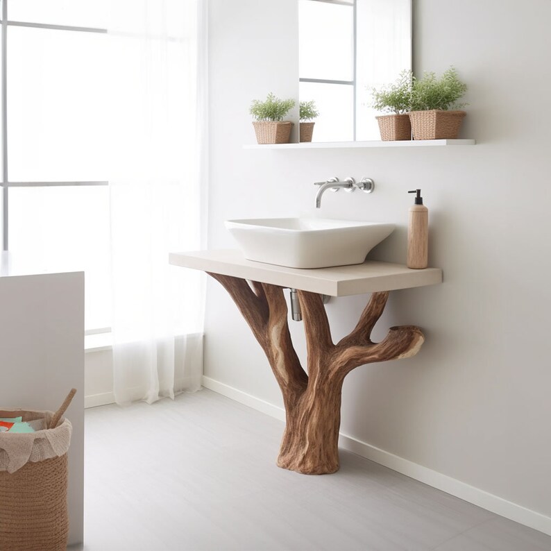 Live Edge Counter Wood Bathroom Vanity Bathroom Vanities Floating ...