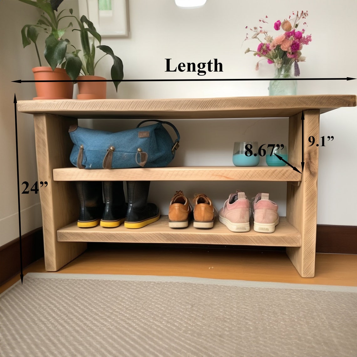 Rustic Shoe Storage Bench Shoe Storage Shoe Bench Shoe Rack Shoe ...