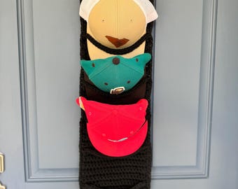 Hanging Hat Organizer Crochet Pattern, Boho Décor, Baseball Cap/ Hat ...