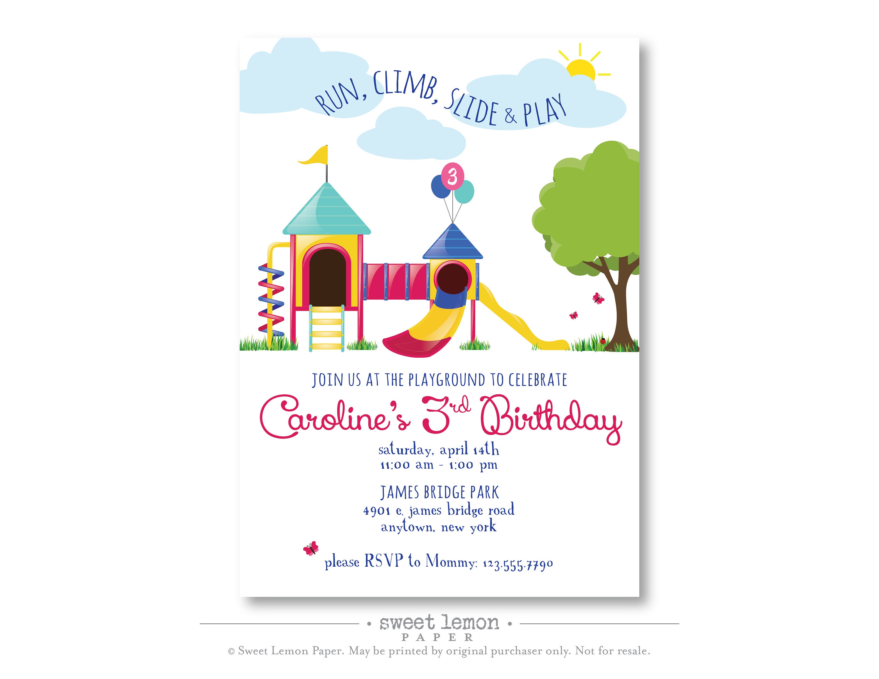 Playground Party Park Party Invitation Outdoor Party Invite Park Party ...