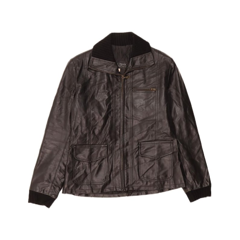 Chaqueta de cuero vintage para mujer, talla 18 XL, color negro - Etsy ...