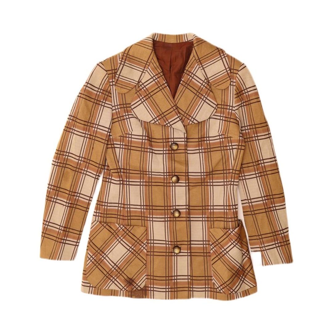 Vintage Womens 4 Button Blazer Jacket UK 12 Medium Beige Check - Etsy
