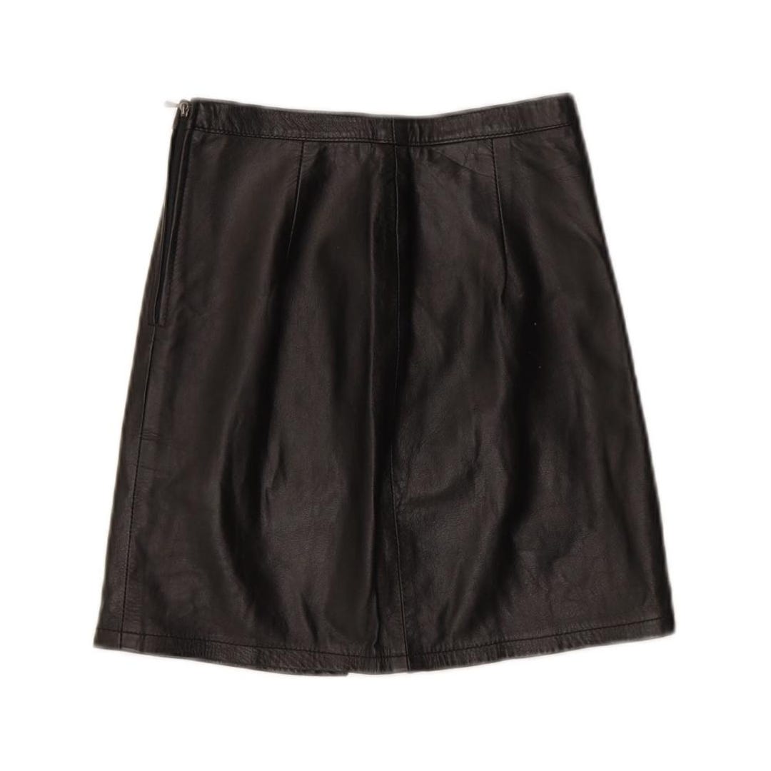 VINTAGE Womens High Waist Leather Skirt IT 42 Medium W25 Black Leather ...